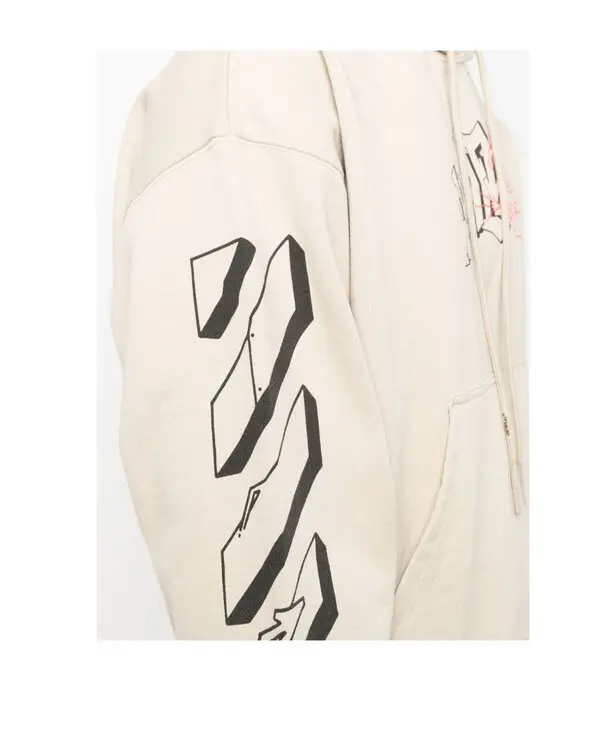 Off-White Cotton Hoodie With Arrows Logo
