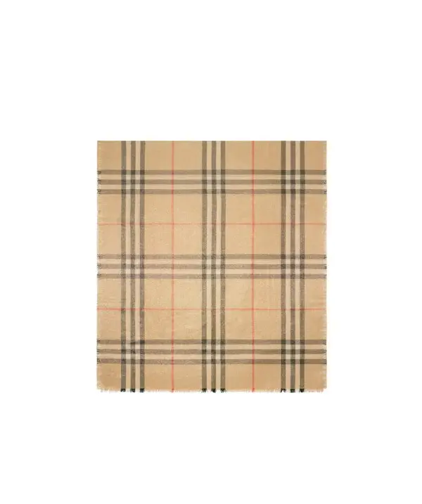 Burberry Checked Frayed-edge Scarf - Nude