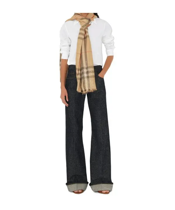 Burberry Checked Frayed-edge Scarf