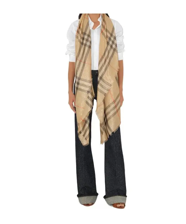 Burberry Checked Frayed-edge Scarf