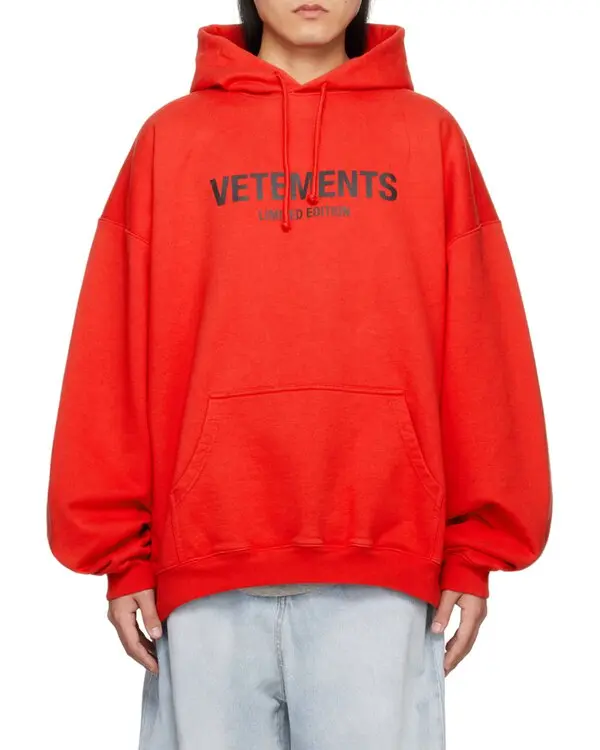 Vetements Long-sleeved Hooded Sweater - Red