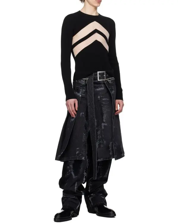 JEAN PAUL GAULTIER Chevron Sheer Knit Top