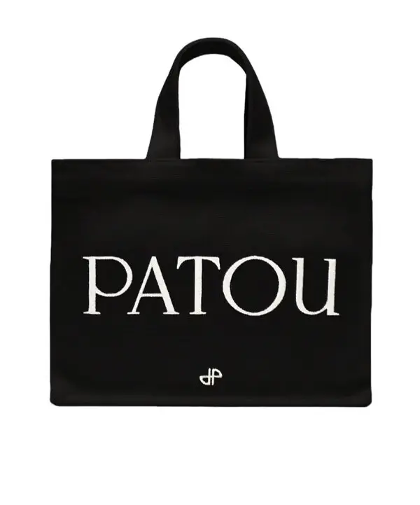 PATOU Logo Embroidered Medium Tote Bag - Black