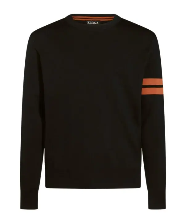 Zegna Long-sleeve Crewneck Sweater With Striped Accents