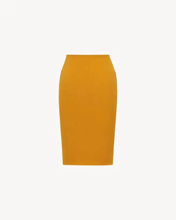 Saint Laurent Mid-rise Pencil Skirt - Ocre