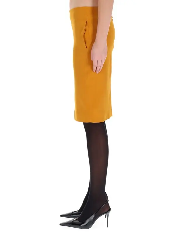 Saint Laurent Mid-rise Pencil Skirt - Ocre