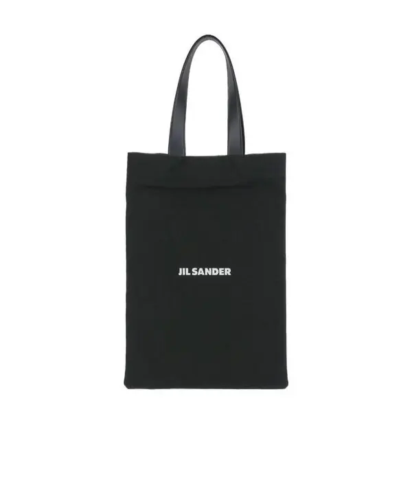 JIL SANDER Logo Printed Top Handle Bag - Black