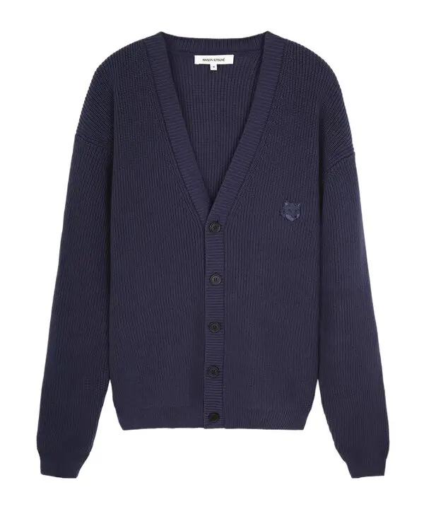 Maison Kitsuné Fox Head Embroidered V-neck Cardigan - Black