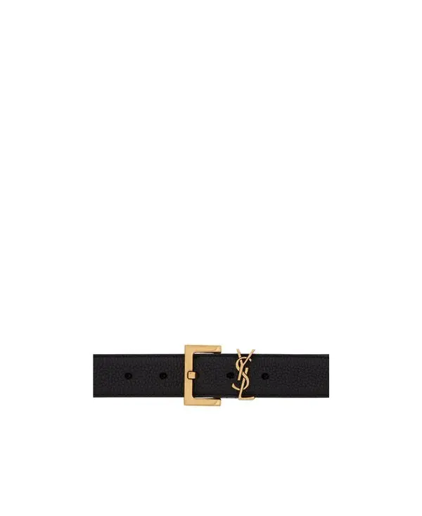 Saint Laurent Cassandre Logo Plaque Belt - Black