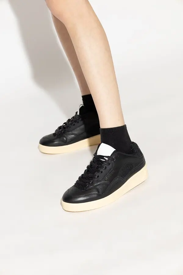 JIL SANDER Round Toe Lace Up Sneakers - Black