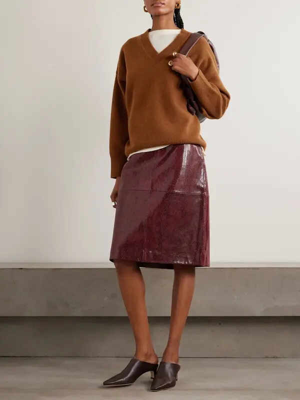 RÓHE Wool Blend V-neck Sweater - Brown
