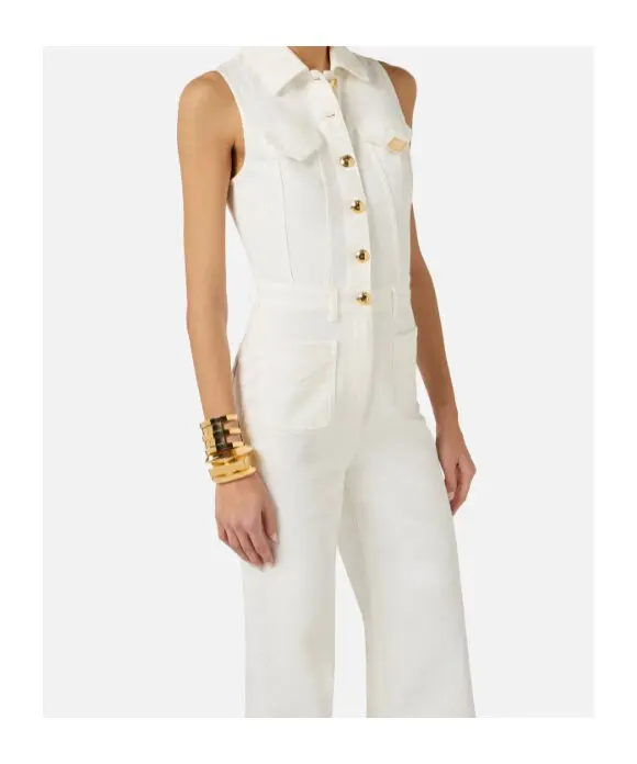 Elisabetta Franchi Sleeveless Denim Jumpsuit