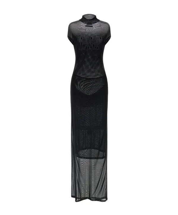 JEAN PAUL GAULTIER Flocked Mesh Maxi Dress