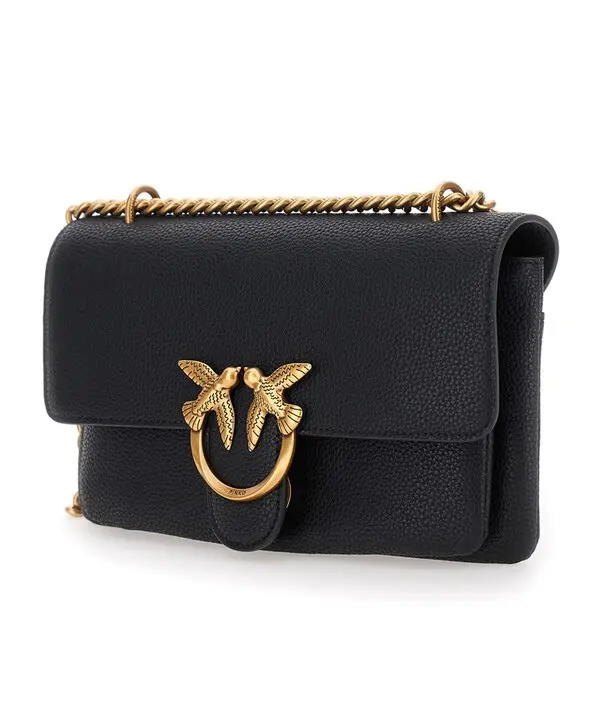 Pinko Logo Plaque Chained Shoulder Bag - Black