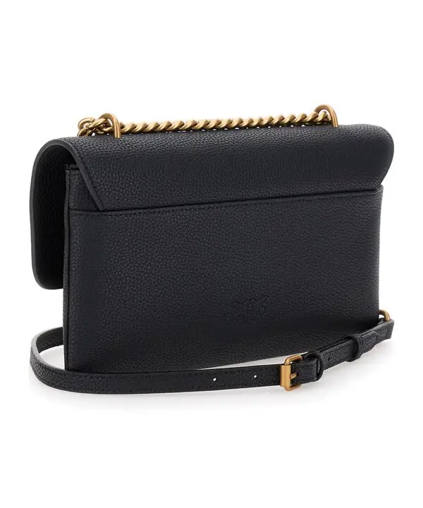 Pinko Logo Plaque Chained Shoulder Bag - Black