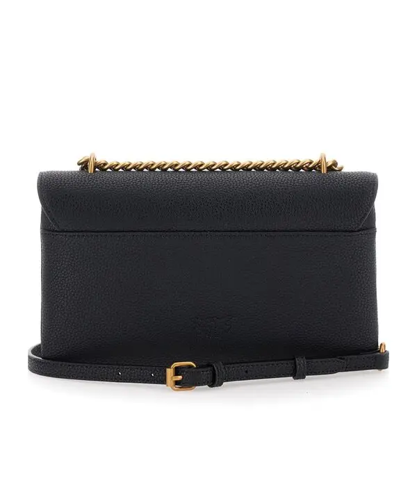 Pinko Logo Plaque Chained Shoulder Bag - Black