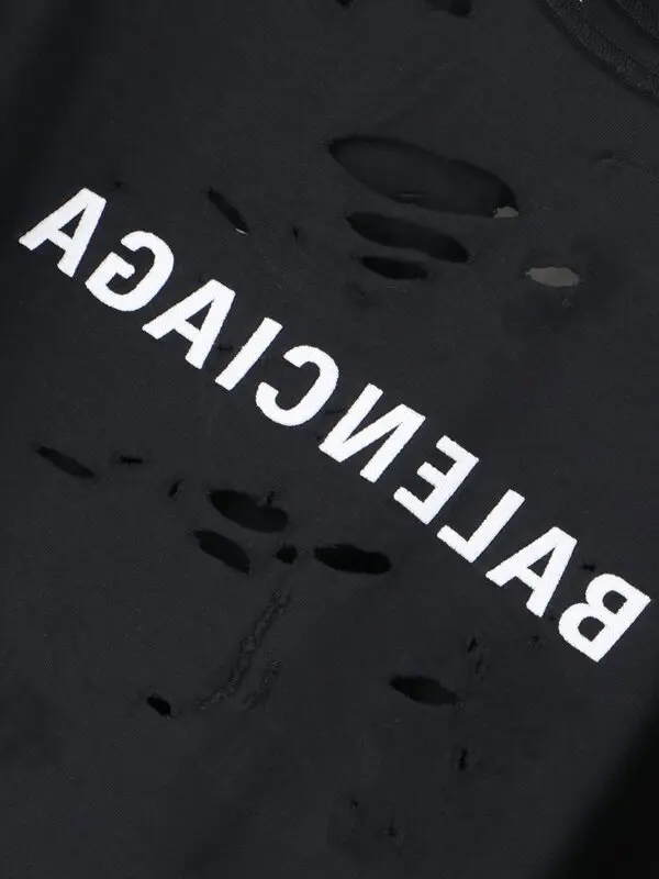 Balenciaga Logo Printed Distressed T-shirt