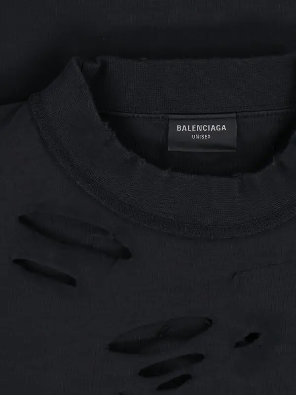 Balenciaga Logo Printed Distressed T-shirt