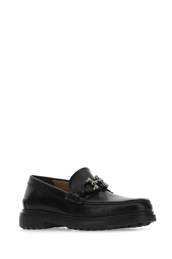 FERRAGAMO Gancini Mocassins - Black