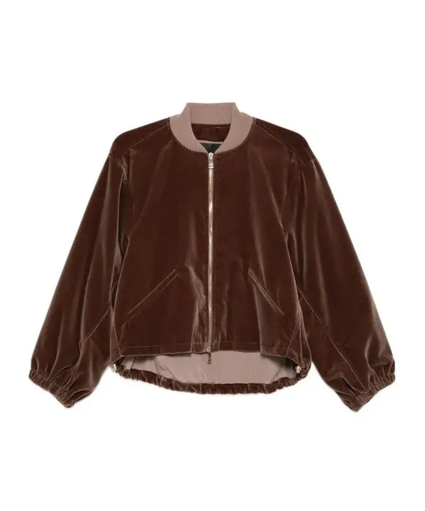 Fabiana Filippi Velvet Zip-up Bomber Jacket - Brown