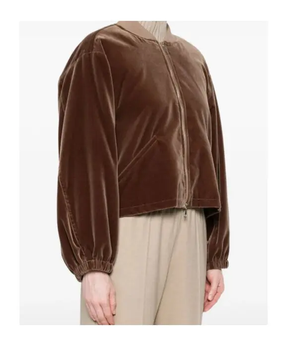 Fabiana Filippi Velvet Zip-up Bomber Jacket - Brown