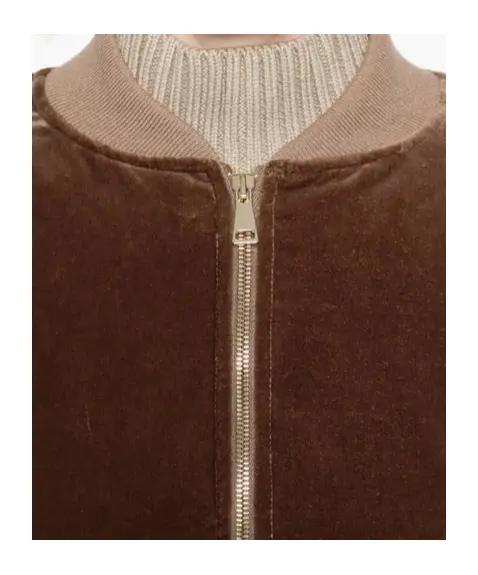 Fabiana Filippi Velvet Zip-up Bomber Jacket - Brown