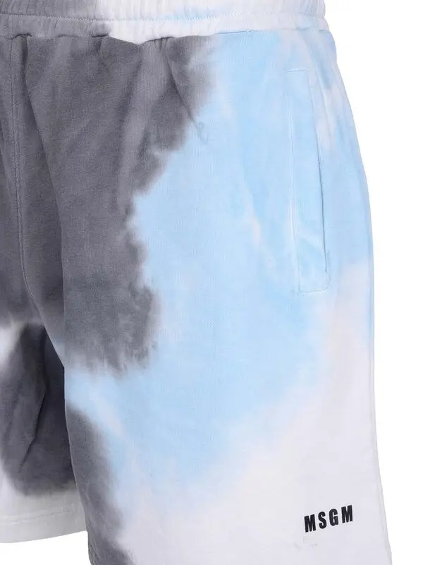 MSGM Tie-dye Elastic Waist Shorts - Gray