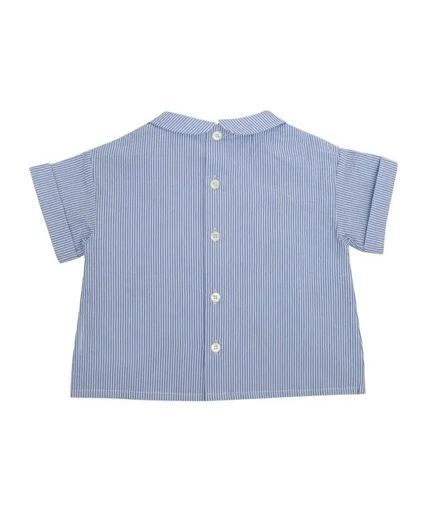 IL GUFO Floral Embroidered Short Sleeve Blouse