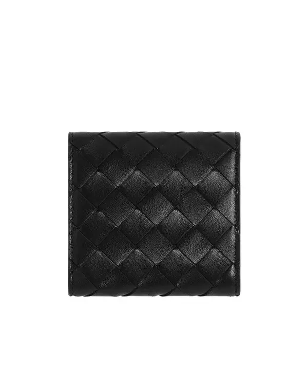 Bottega Veneta Intrecciato Compact Tri-fold Wallet - Black