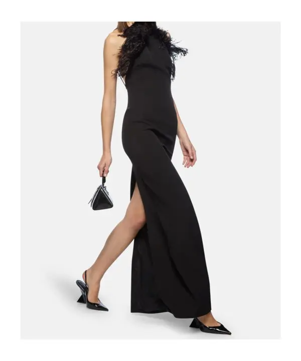 Attico Feather-trim Long Dress