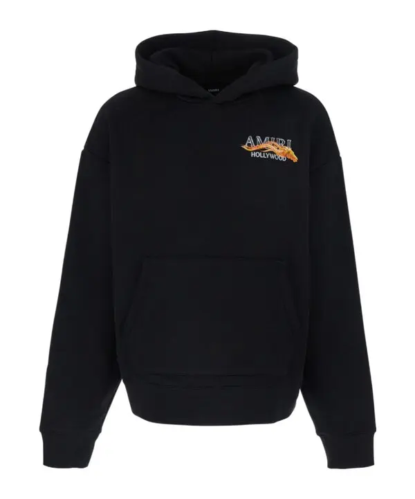 Amiri Logo Printed Kangaroo Pocket Hoodie