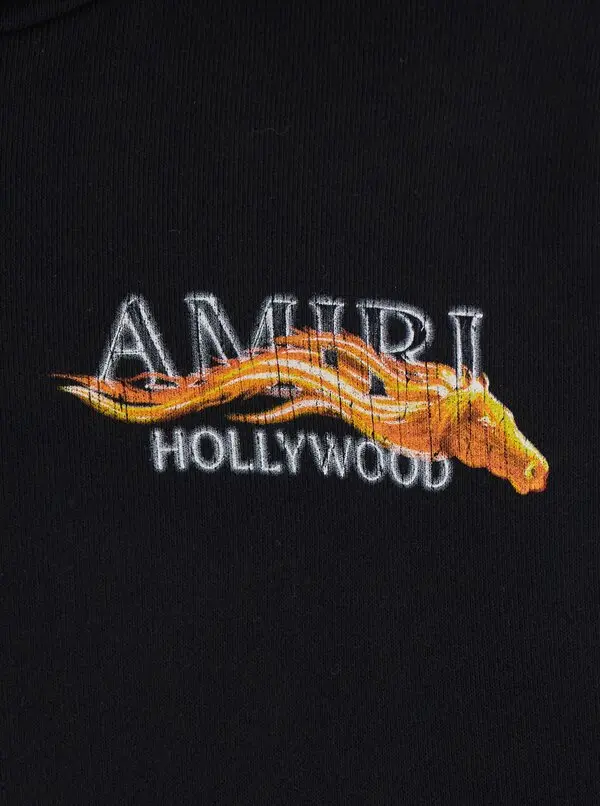 Amiri Logo Printed Kangaroo Pocket Hoodie