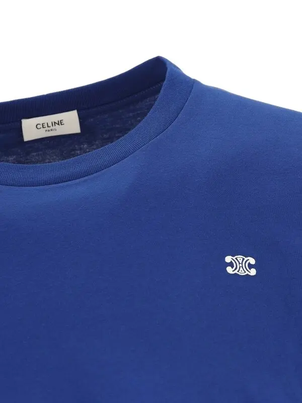 Celine Triomphe Loose T-shirt In Cotton Jersey - Blue