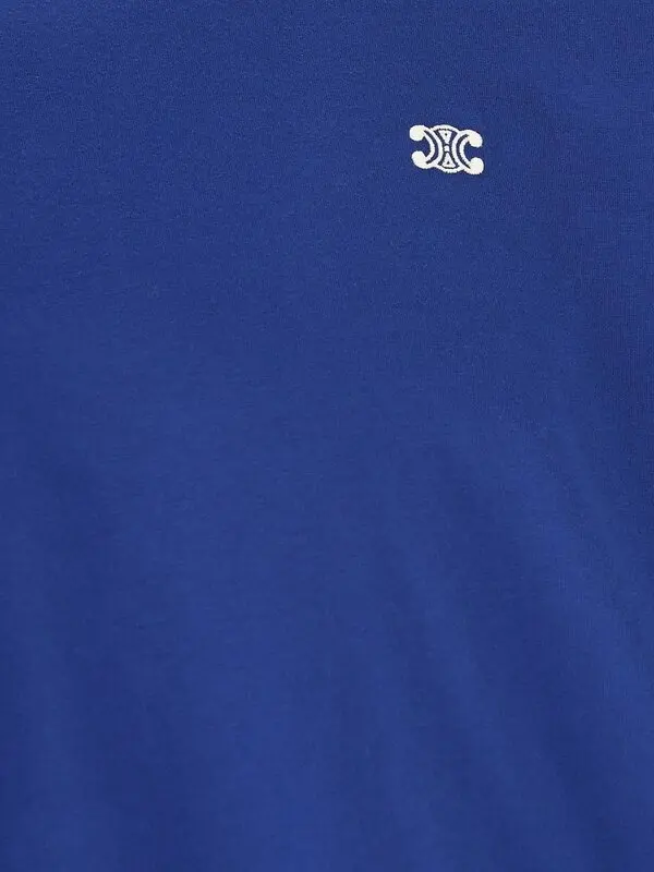 Celine Triomphe Loose T-shirt In Cotton Jersey - Blue