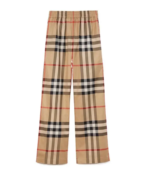 Burberry Check-pattern High Waist Flared Trousers - Nude