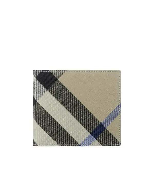 Burberry Check Printed Bi-fold Wallet - Nude