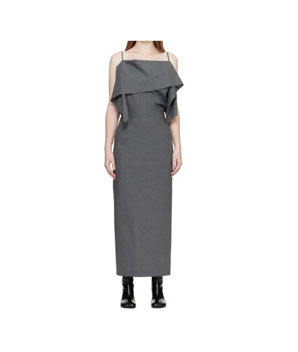 MAISON MARGIELA Asymmetrical Ruffled Maxi Dress