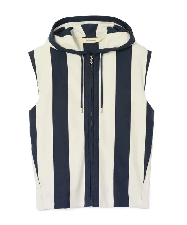 Jacquemus Sleeveless Striped Hooded Gilet - White
