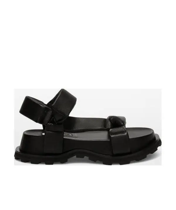 JIL SANDER Flatform Sandals With Velcro Ankle Strap - Black