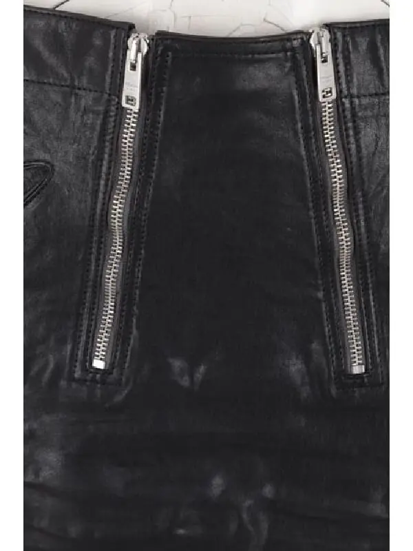 Prada Leather Belted Midi Skirt