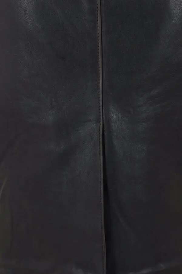 Prada Leather Belted Midi Skirt