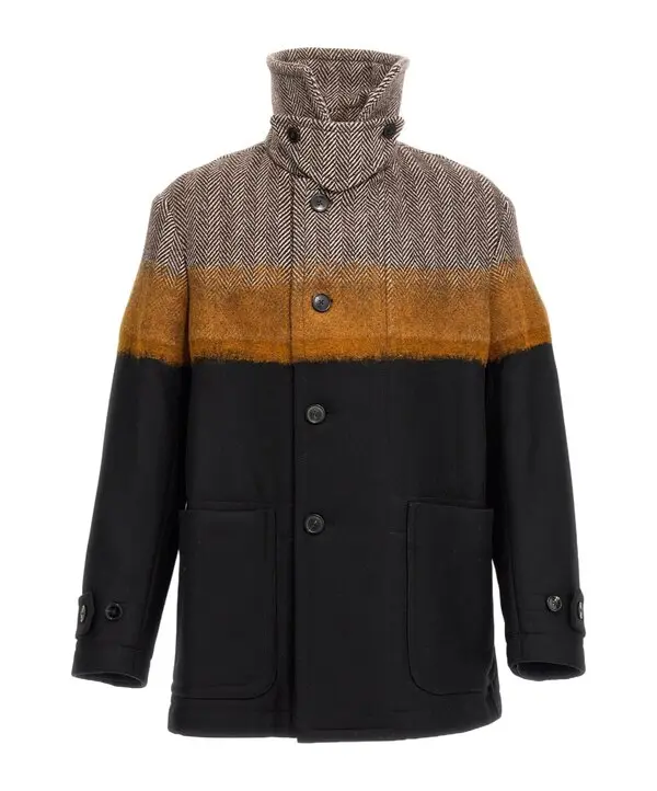 Dries Van Noten Long-sleeved High Collar Coat