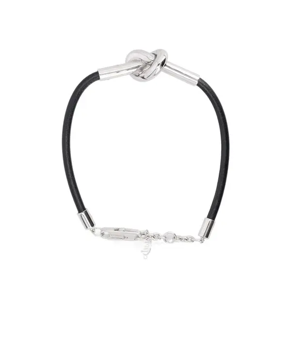 Celine Knot Bracelet In Calfskin And Brass With Rhodium Finish - White