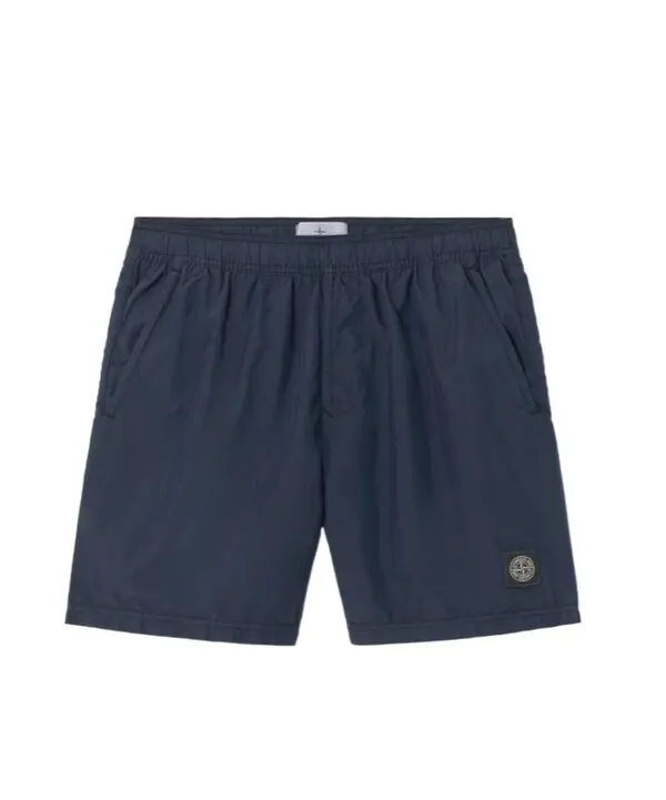 Stone Island Logo Patch Swim Trunks - Navy Blue