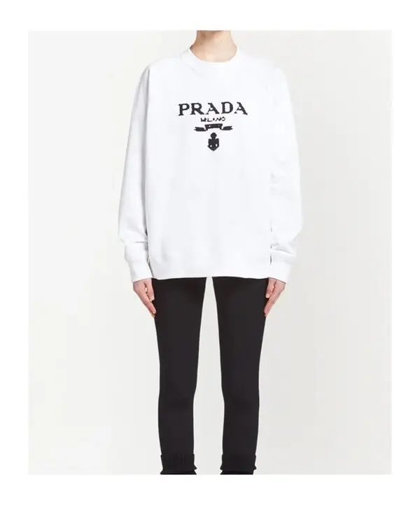 Prada Logo Print Cotton Sweatshirt