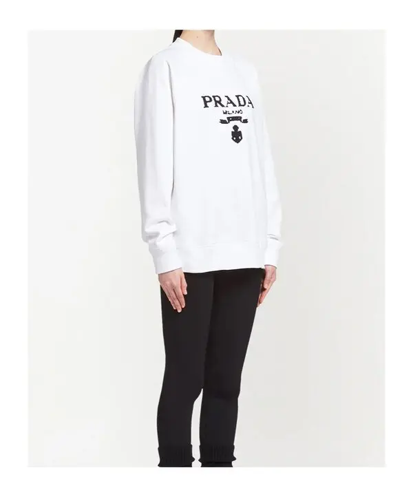 Prada Logo Print Cotton Sweatshirt