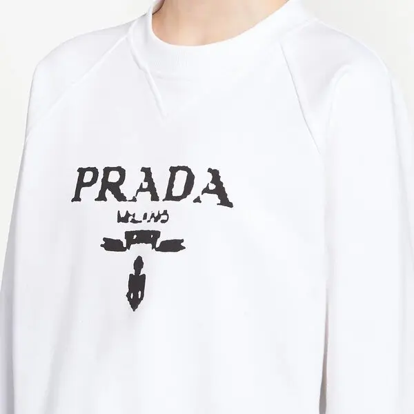 Prada Logo Print Cotton Sweatshirt