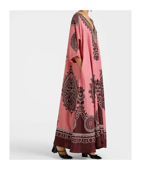 La DoubleJ Embroidered V-neck Maxi Dress