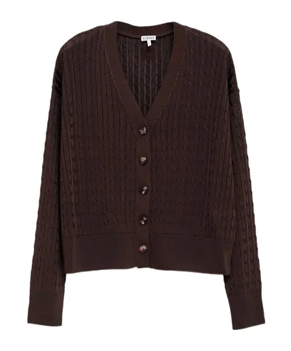 Loewe Cable Knit Buttoned Cardigan - Black