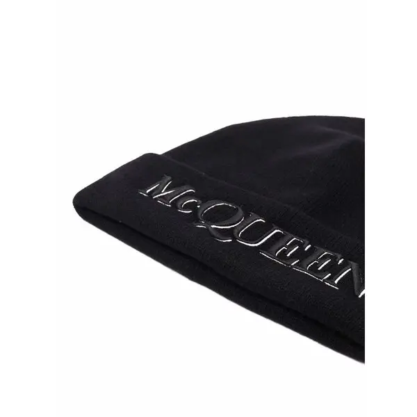 Alexander McQueen Embroidered Logo Beanie - Black